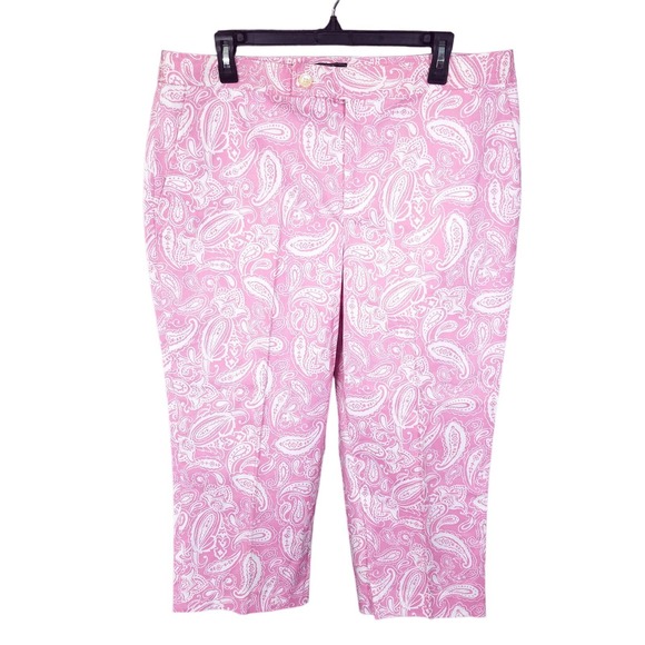 Lauren Ralph Lauren | Pants & Jumpsuits | Ralph Lauren Light Pink Paisley High Rise Crop Capri ...